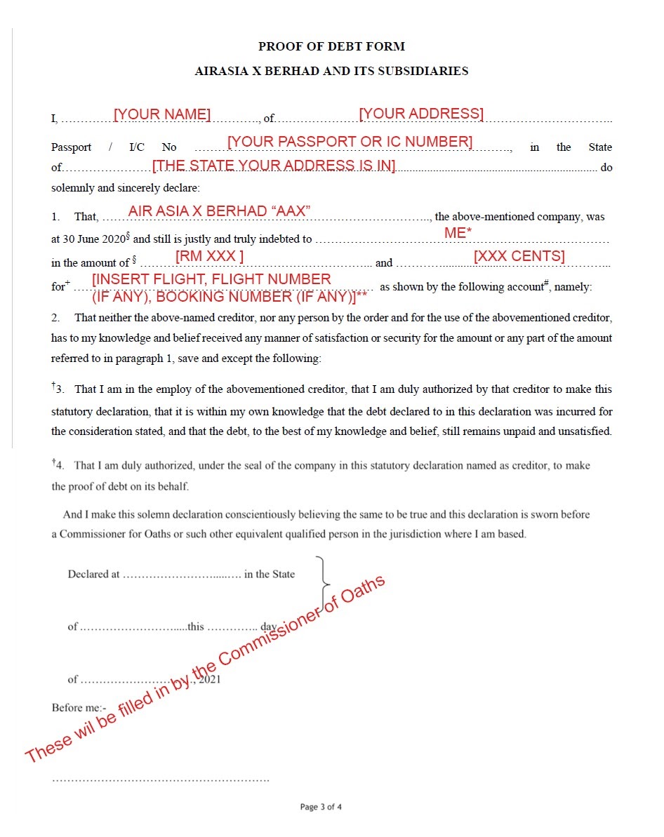 How to fill up AirAsia X refund form : Proof of Debt (POD) - i'm saimatkong